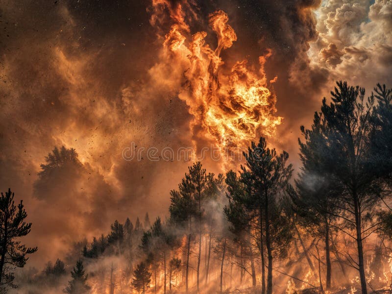 Image of Large Fire Intentionally Set in a Forest Stock Illustration ...