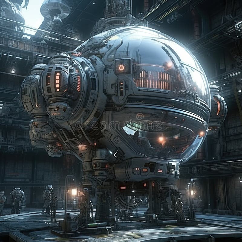 An Image of a Large Metal Object in a Sci Stock Illustration ...