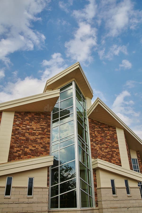 Large Windowed Chapel with a Brick Facade during the Day Stock Image ...