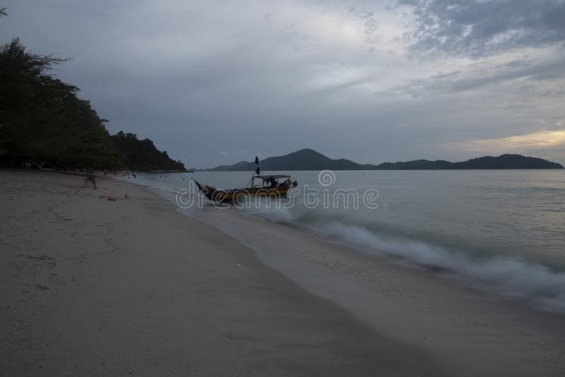 Late Evening Environment Scene at the Beach. Stock Image - Image of ...
