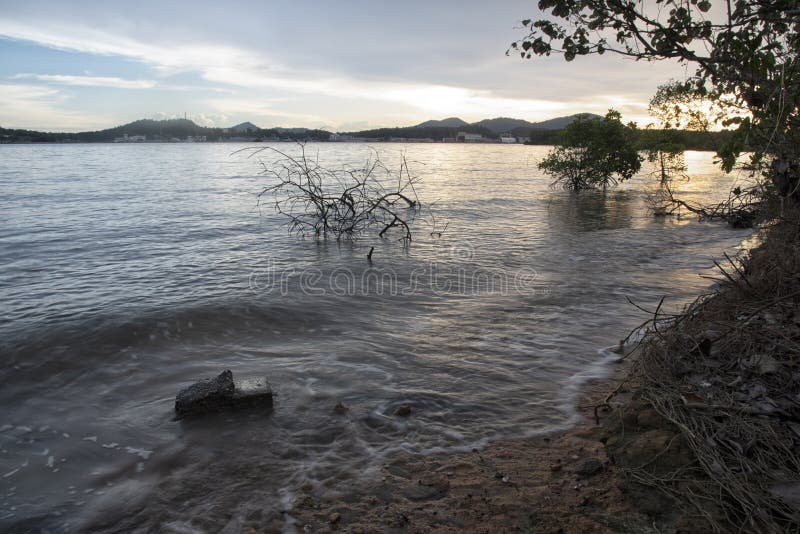 Late Evening Environment Scene at the Beach. Stock Photo - Image of ...