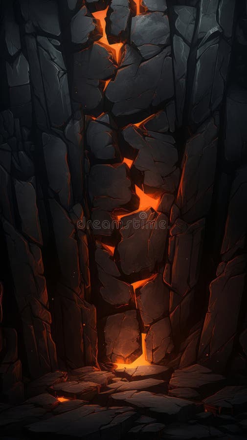 An Image of a Lava Cave with Lava Coming Out of it Stock Illustration ...