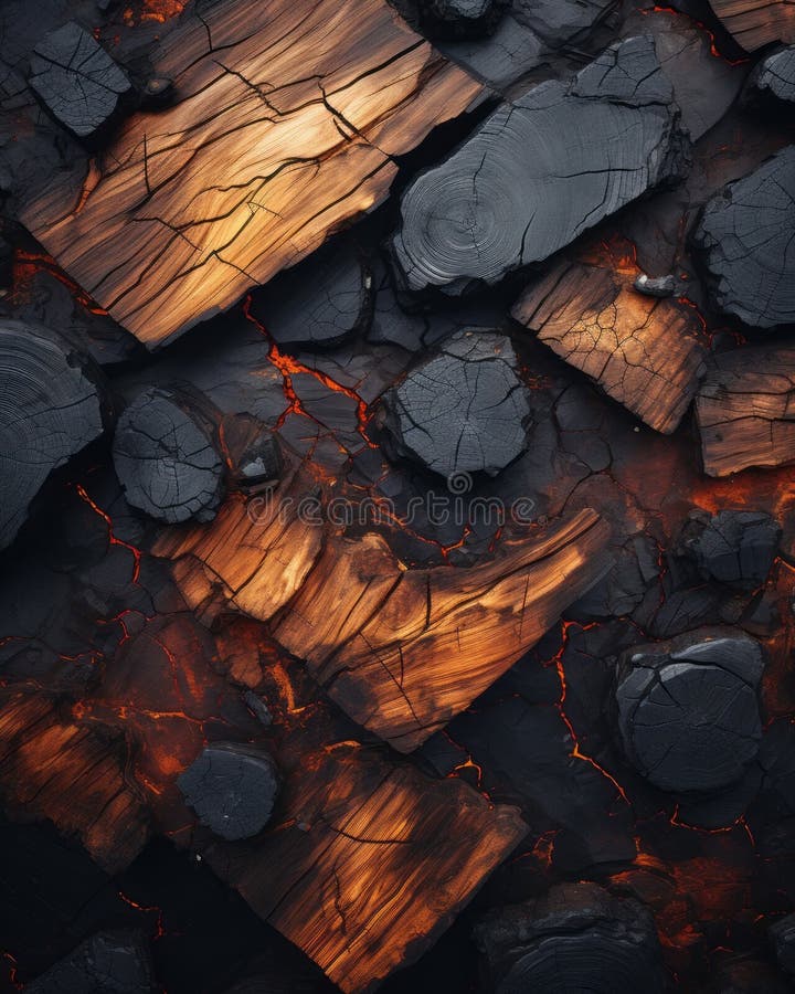 An Image of Lava Rocks and Lava Flowing from the Ground Stock ...