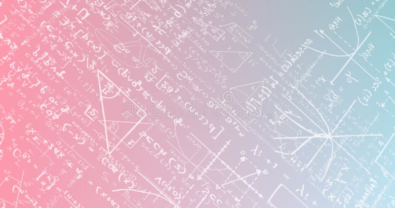 Image of Layers of Mathematical Equations Over Pink and Blue Background ...