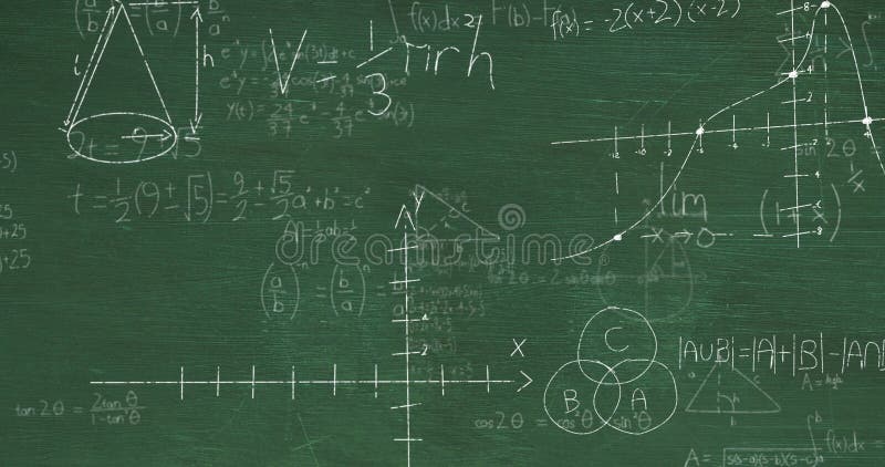 Image of Layers of Mathematical Formulae and Equations Over Green ...