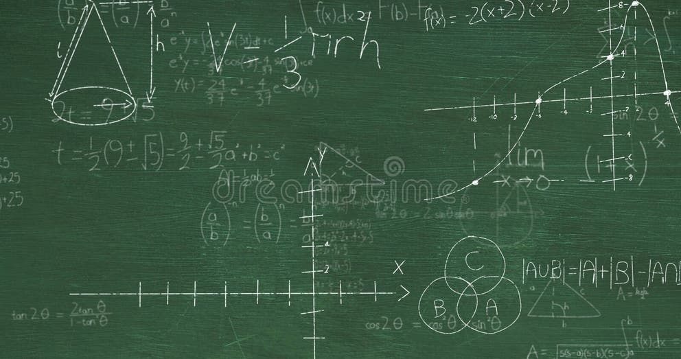 Image of Layers of Mathematical Formulae and Equations Over Green ...