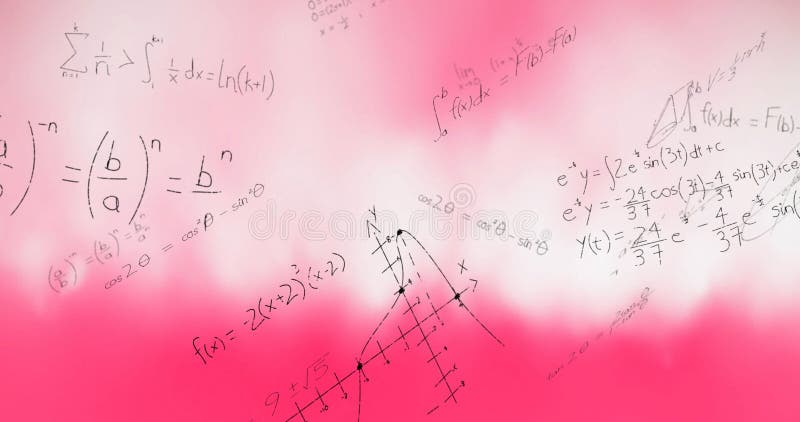 Image of Layers of Mathematical Formulae and Equations Over Pink and ...