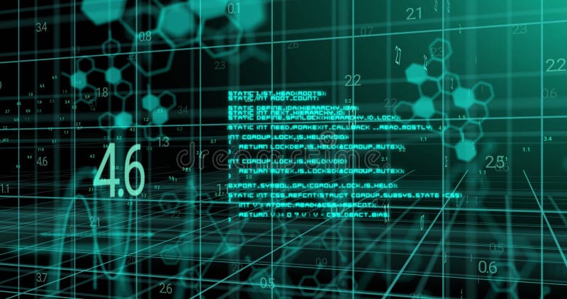 Image of Layers of Processing Data and Coding Moving Over 3d Grid on ...