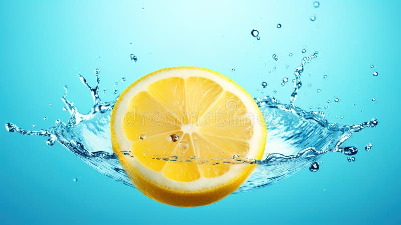 Lemon Slice Water Splash Isolated. AI Generated Stock Illustration ...