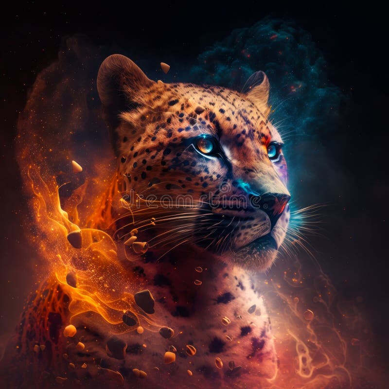 An Image of Leopard with Fire in Its Eyes. Generative AI Stock ...