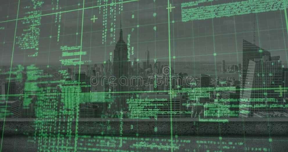 Image of Letter, Numbers and Computer Language Over Modern City Against ...