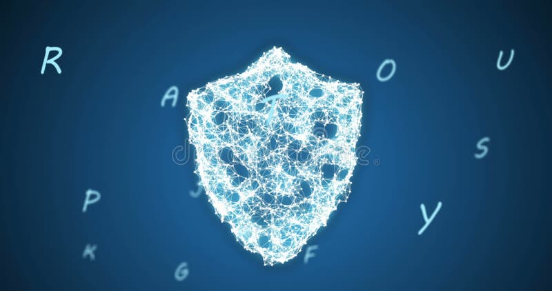 Image of Letters and Shield Over Blue Background Stock Illustration ...