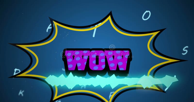 Image of Letters and Wow Text Over Blue Background Stock Illustration ...