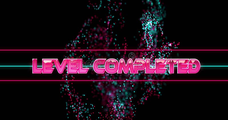 Image of Level Completed Text Over Colorful Fireworks Stock ...