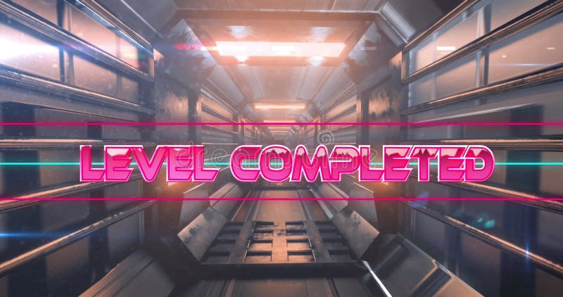 Image of Level Completed Text Over Digital Tunnel Stock Illustration ...