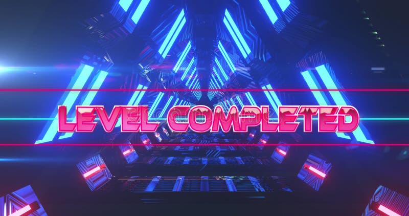 Image of Level Completed Text Over Digital Tunnel Stock Illustration ...