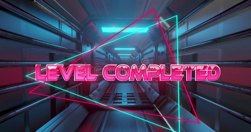 Image of Level Completed Text Over Digital Tunnel Stock Illustration ...