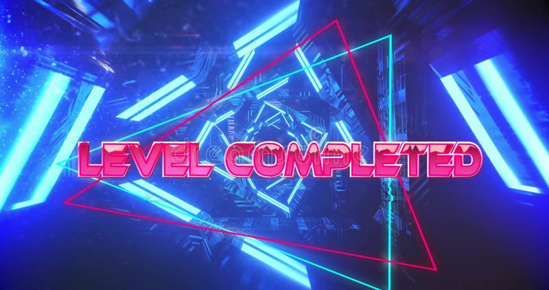 Image of Level Completed Text Over Neon Pattern Background Stock ...