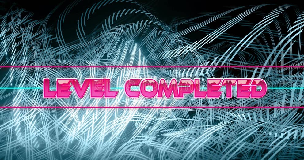 Image of Level Completed Text Over Neon Pattern Background Stock ...
