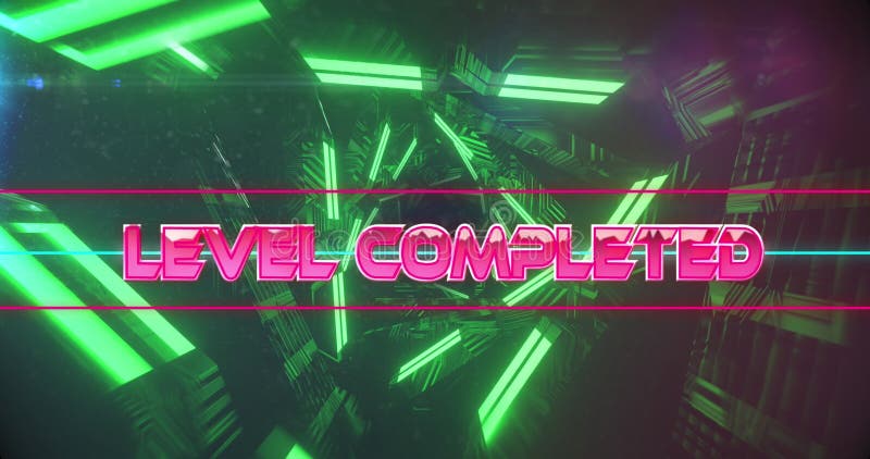 Image of Level Completed Text Over Neon Tunnel Stock Illustration ...