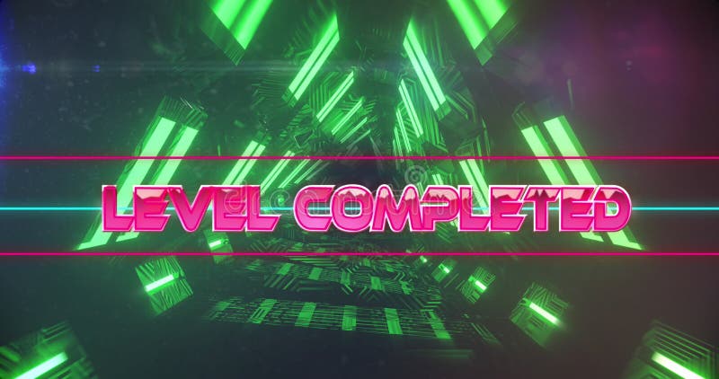 Image of Level Completed Text Over Neon Tunnel Stock Illustration ...