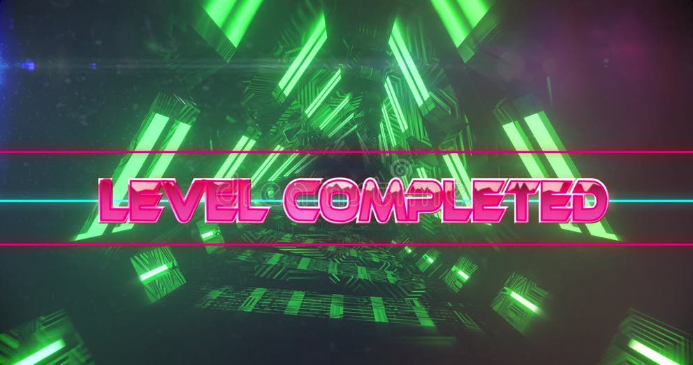 Image of Level Completed Text Over Neon Tunnel Stock Illustration ...