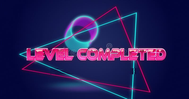 Image of Level Completed Text on Triangular Banner Over Spiral Shape ...