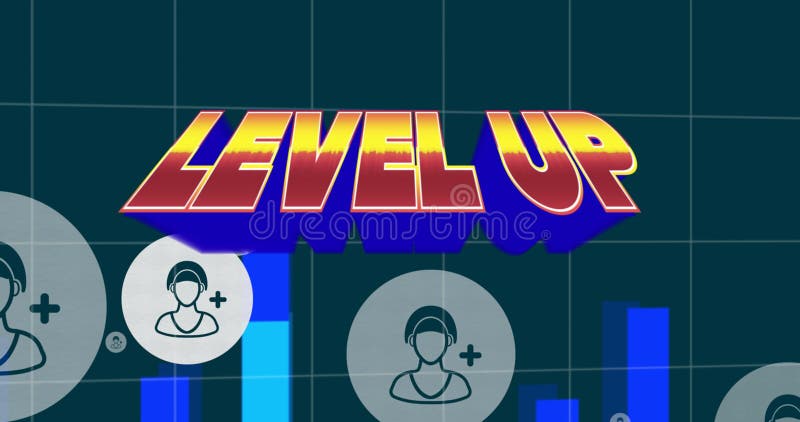 Image of Level Up in Digital Abstract Space with User Icons Stock ...