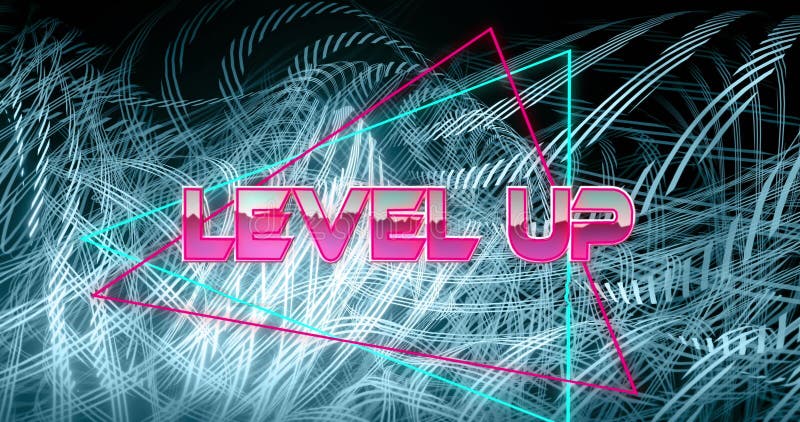 Image of Level Up Text Banner Against Tangled Blue Light Trails Against ...