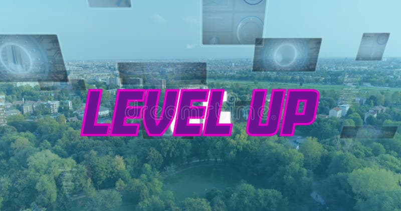 Image of Level Up Text and Data Processing Over Cityscape Stock Image ...