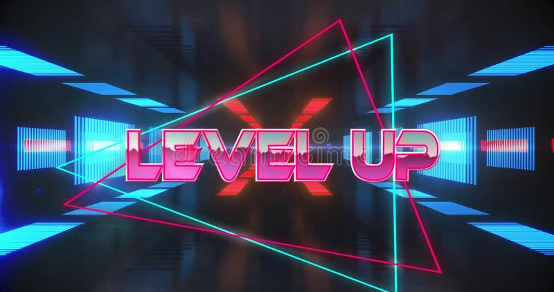 Image of Level Up Text Over Colourful Neon Shapes Stock Image - Image ...