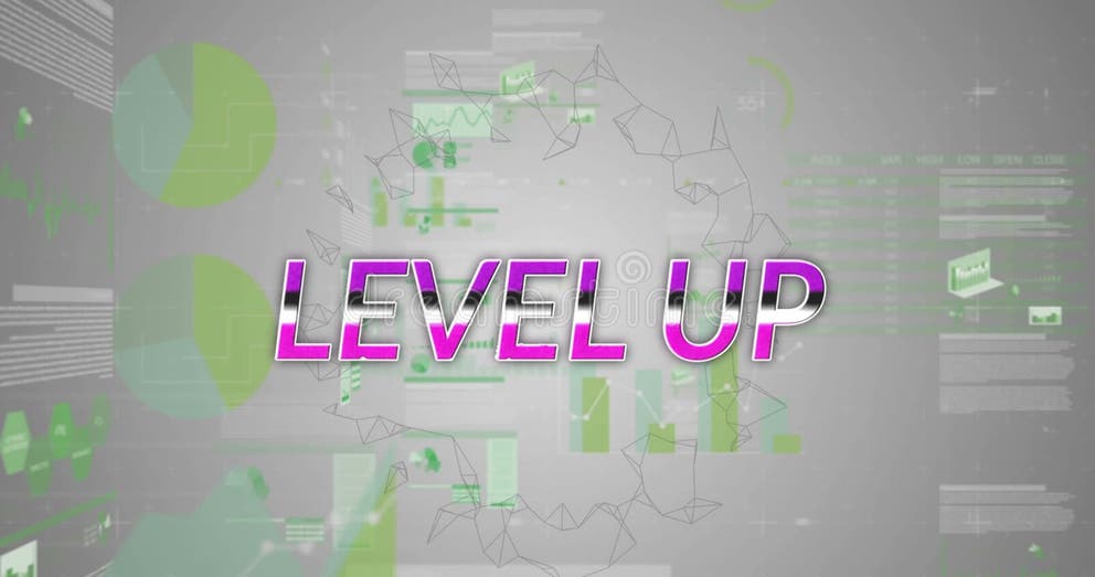 Image of Level Up Text Over Data Processing and Shapes Stock Image ...