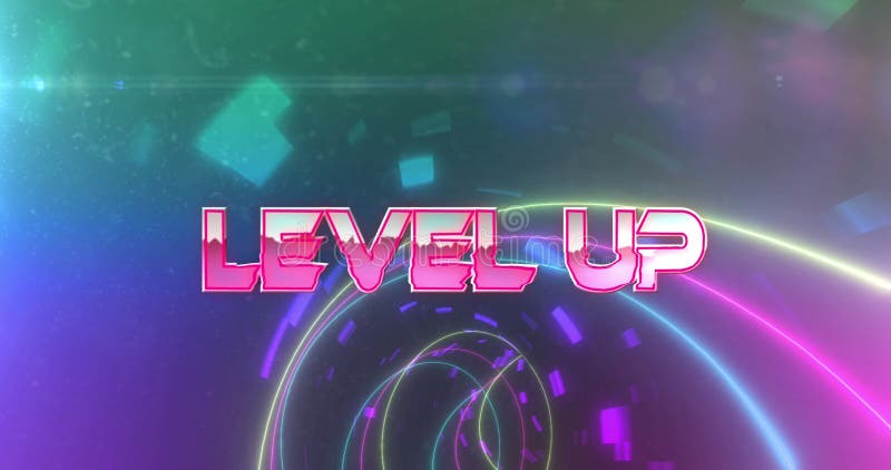 Image of Level Up Text Over Moving Digital Tunnel Stock Illustration ...
