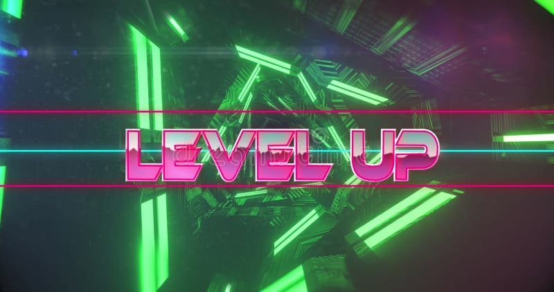 Image of Level Up Text Over Moving Digital Tunnel Stock Illustration ...