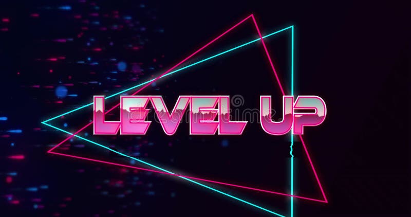 Image of Level Up Text Over Neon Shapes Stock Image - Image of social ...