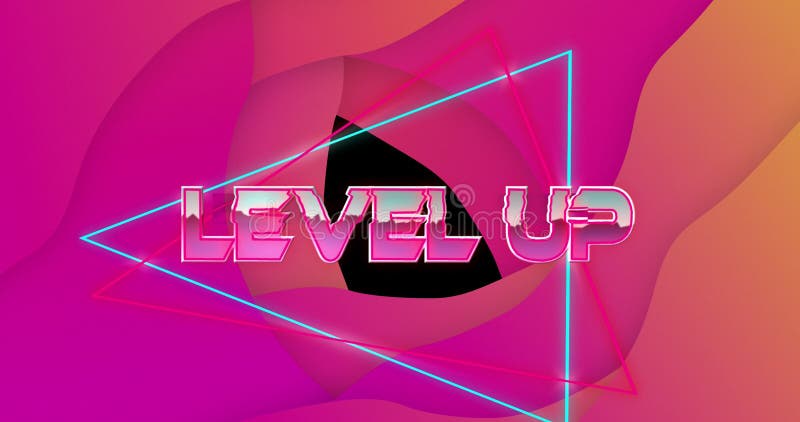 Image of Level Up Text with Shapes Over Black Backround Stock ...