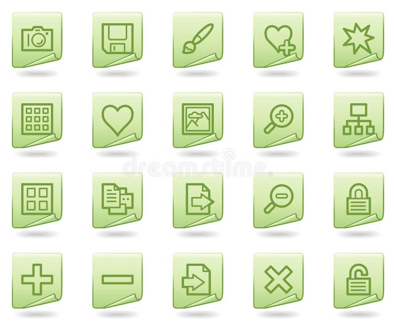 Image Library Web Icons, Green Sticker Series Stock Vector ...