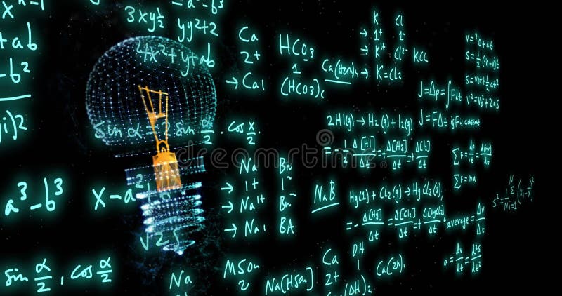 Image of Light Bulb and Mathematical Data Processing Stock Image ...