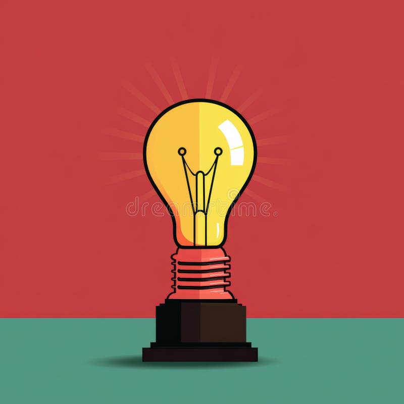 The Image of a Light Bulb on a Pedestal Against a Red Backdrop ...