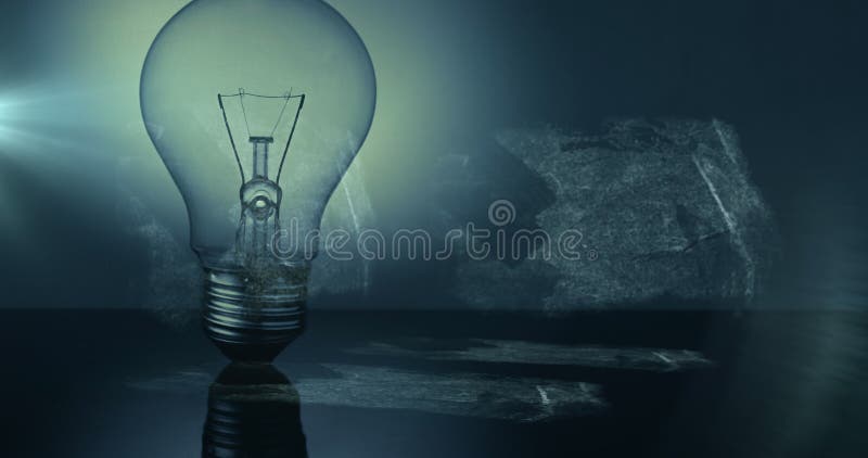 Image of Light Bulb with Scientific Formulae and Data Processing Stock ...