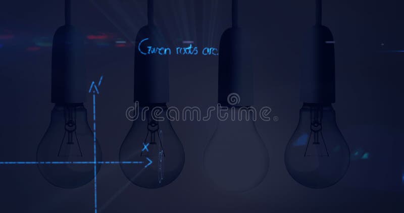 Image of Light Bulbs with Scientific Formulae and Data Processing Stock ...