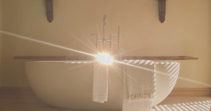 Image of Light Spots Over Bath and Towels Stock Photo - Image of ...