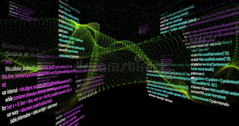 Image of Light Trails and Data Processing Over Black Background Stock ...