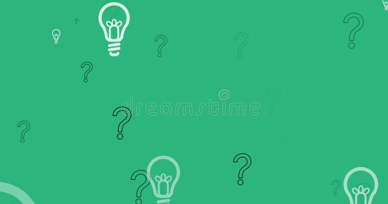 Image of Lightbulb Icons Over Question Marks on Green Background Stock ...