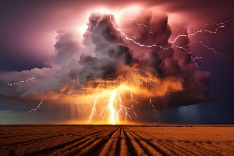 An Image of a Lightning Bolt Striking a Cloud in the Sky Stock ...