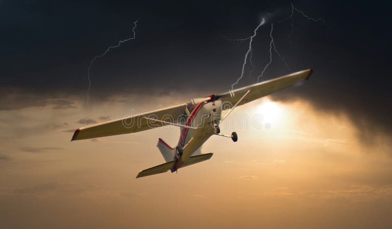 Image of Lightning Hitting a Plane in a Storm Stock Image - Image of ...