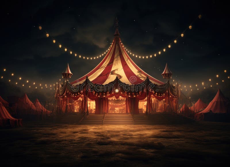 Image of the Lightpulled Circus at Nighttime Stock Photo - Image of ...