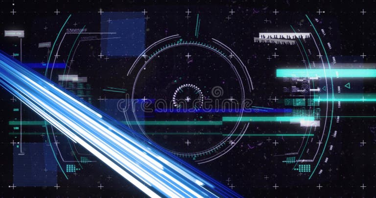 Image of Lights and White Light Beam Over Circular Scanner Processing ...