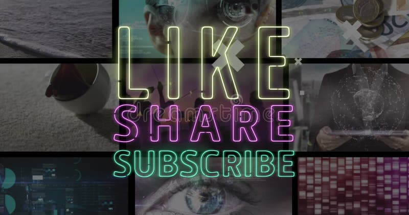 Image of Like, Share, Subscribe Text Over Screens Stock Photo - Image ...