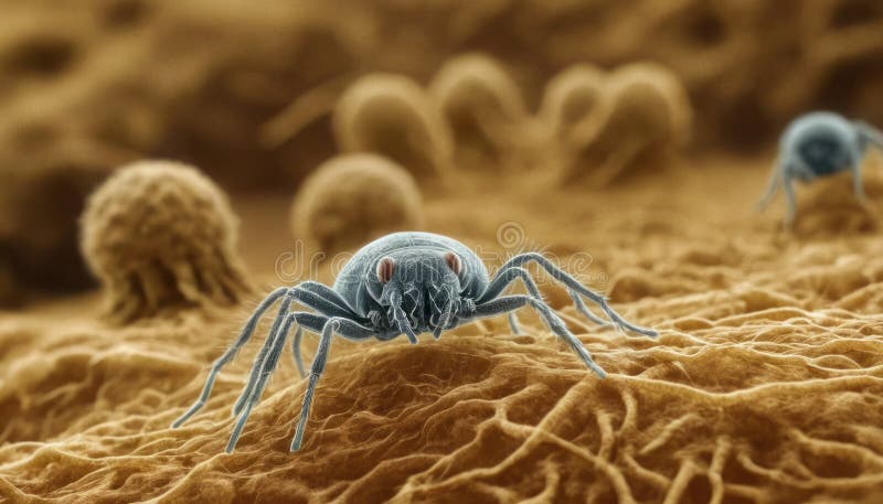 Dust Mites on Fibrous Terrain Stock Photo - Image of greyishblue, rough ...